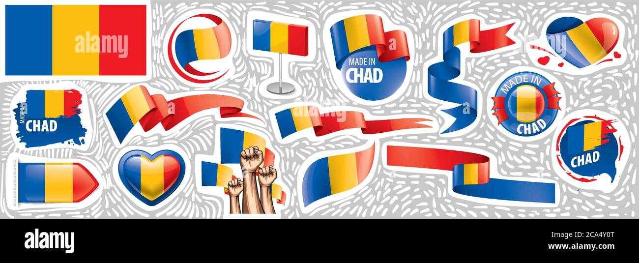 Vector set of the national flag of Chad in various creative designs ...