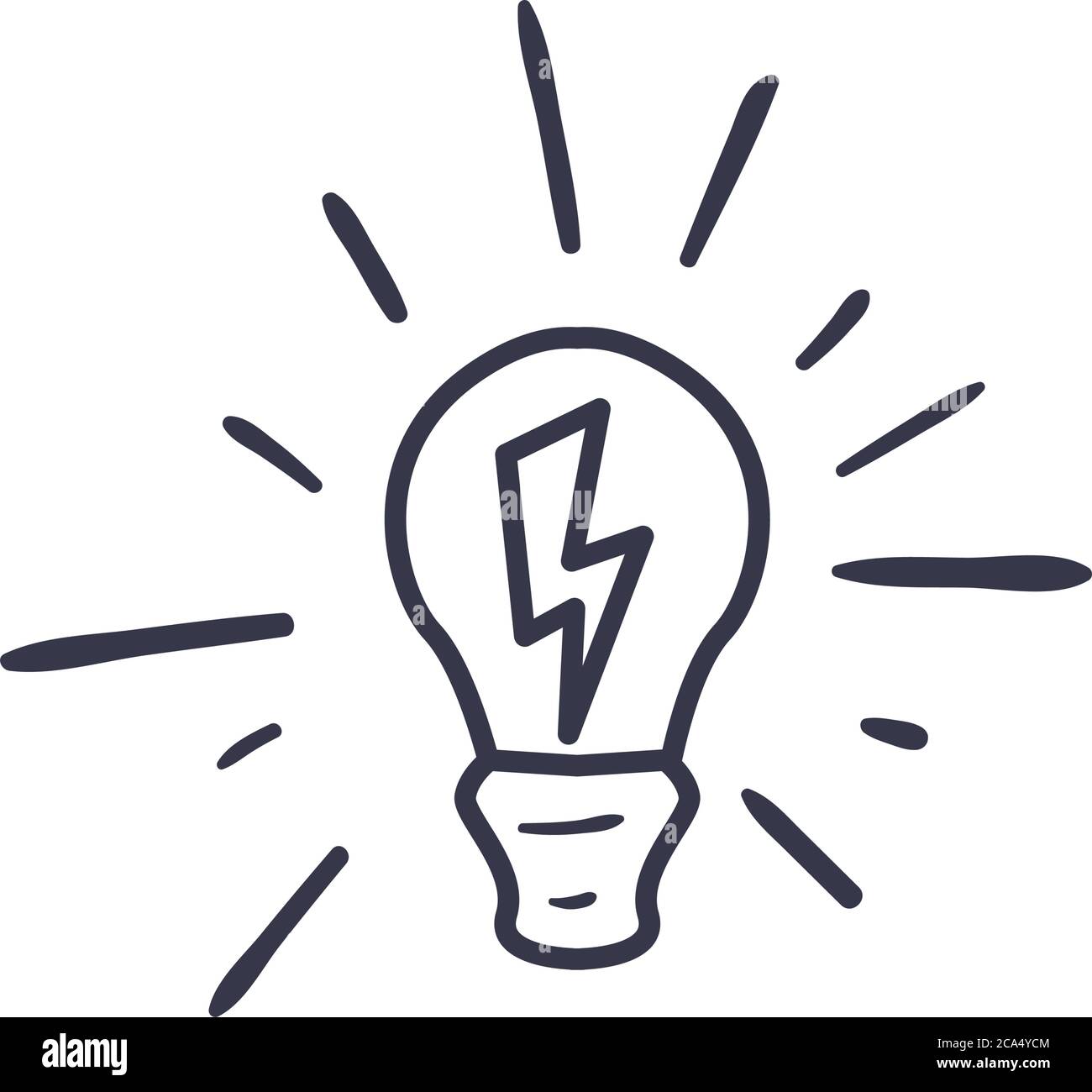 light bulb with thunder line style icon design, Idea creativity genius ...