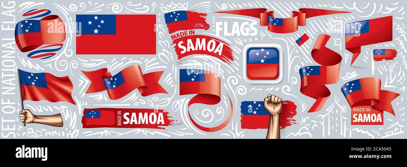 Vector set of the national flag of Samoa in various creative designs ...