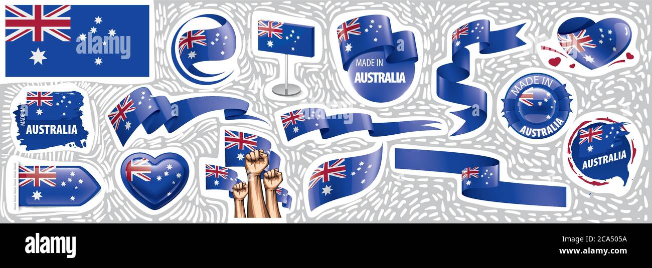 Vector set of the national flag of Australia in various creative ...