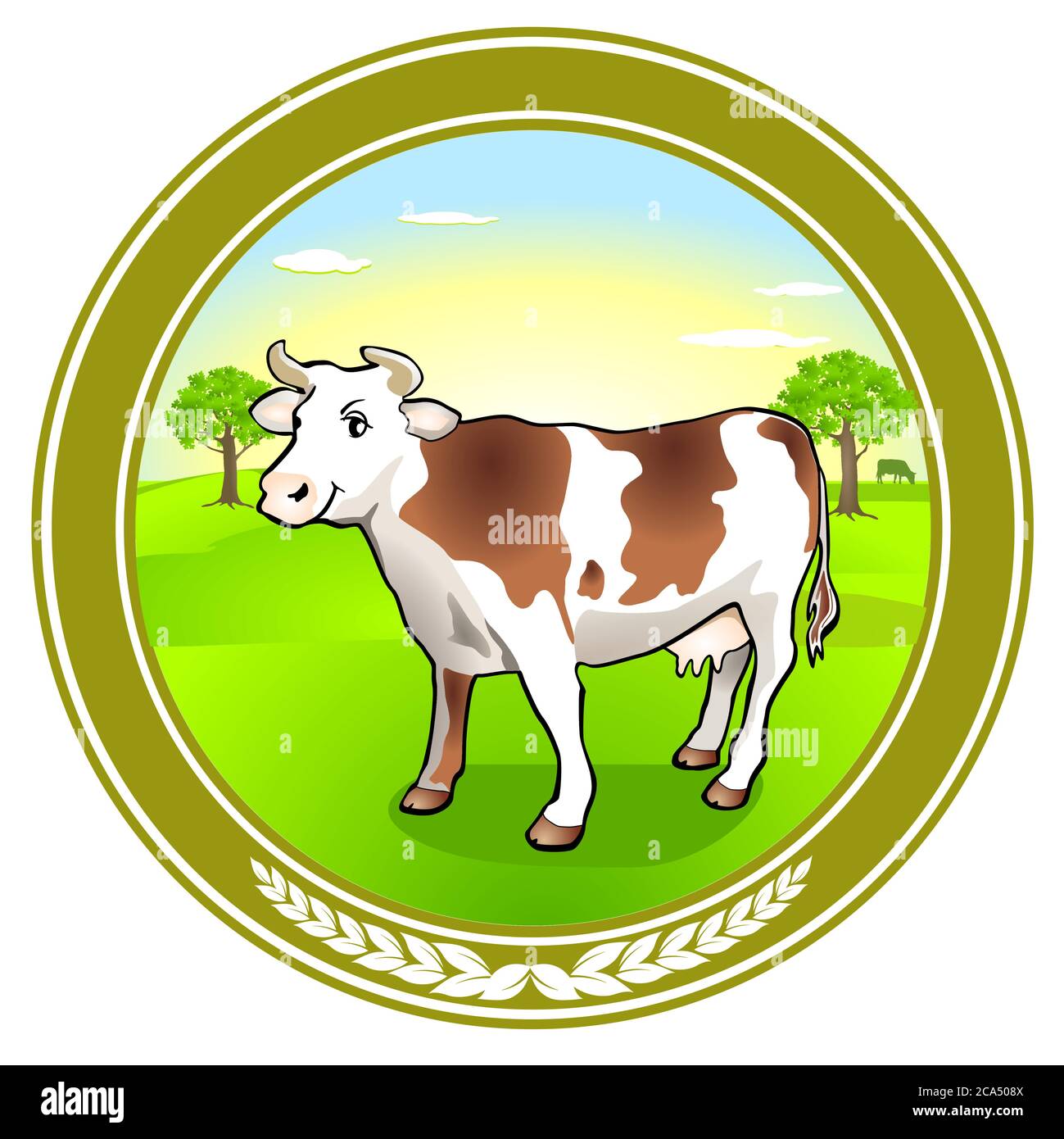 Dairy cow emblem sticker. Vector illustration Stock Vector Image & Art ...