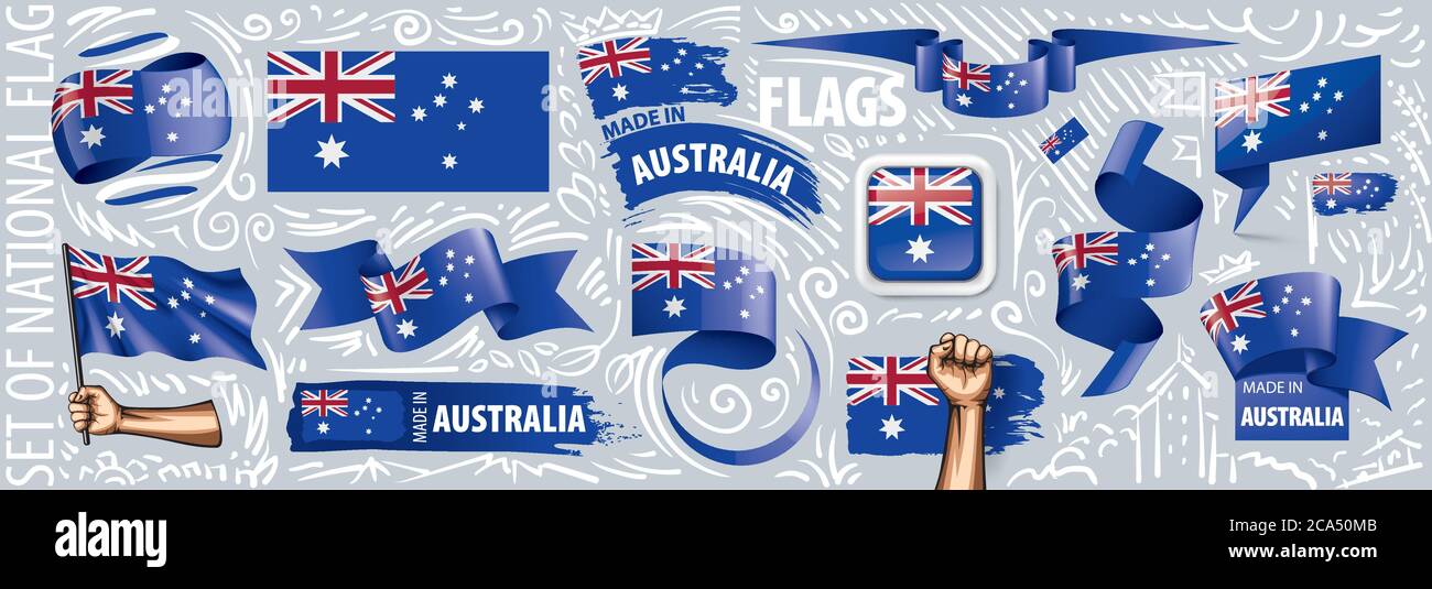 Vector set of the national flag of Australia in various creative ...