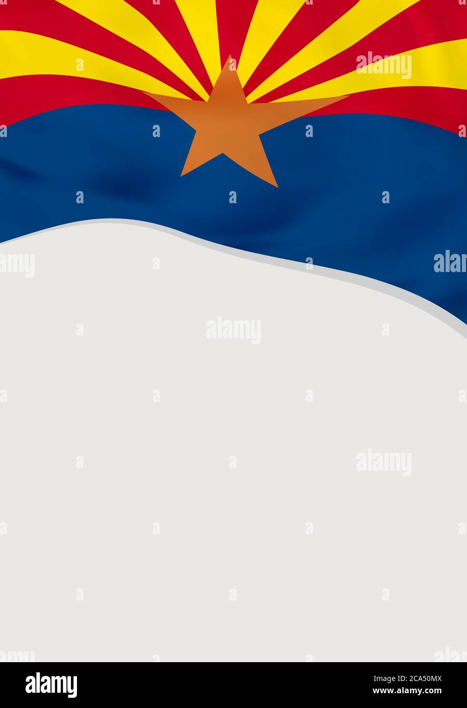 Leaflet design with flag of Arizona, US. Vector template Stock Vector ...