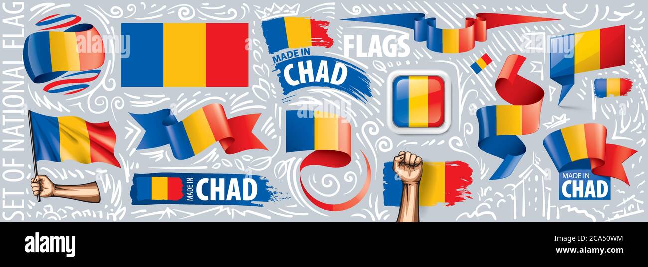 Vector set of the national flag of Chad in various creative designs ...