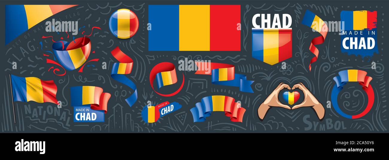 Vector set of the national flag of Chad in various creative designs ...