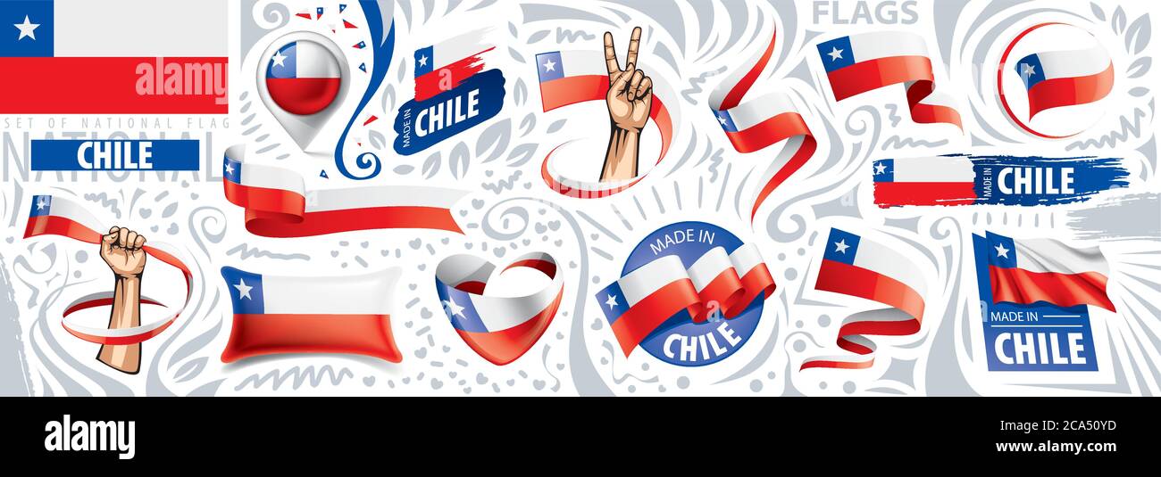 Vector set of the national flag of Chile in various creative designs ...