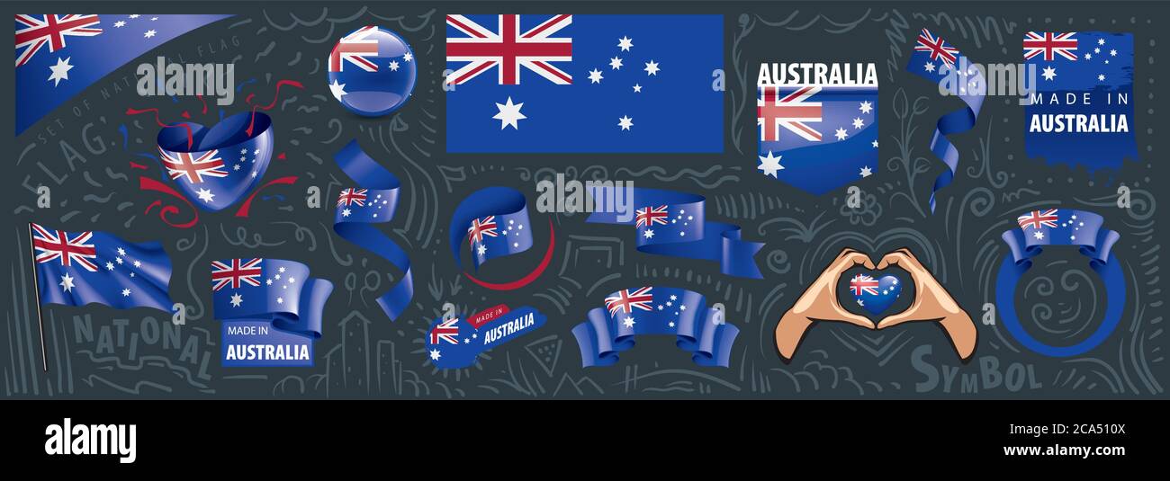 Vector set of the national flag of Australia in various creative ...