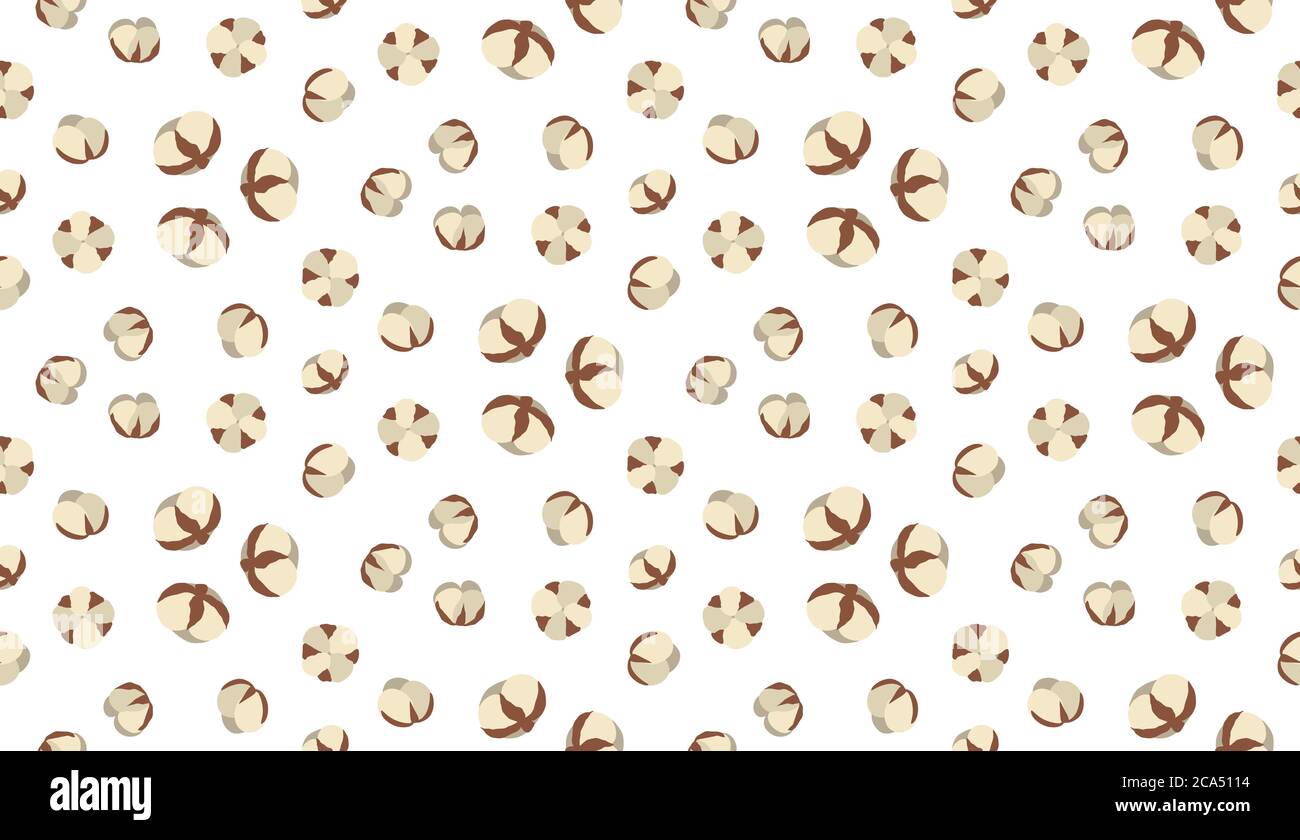 Cotton ball seamless pattern for fabric design. Repeat vector vintage ...