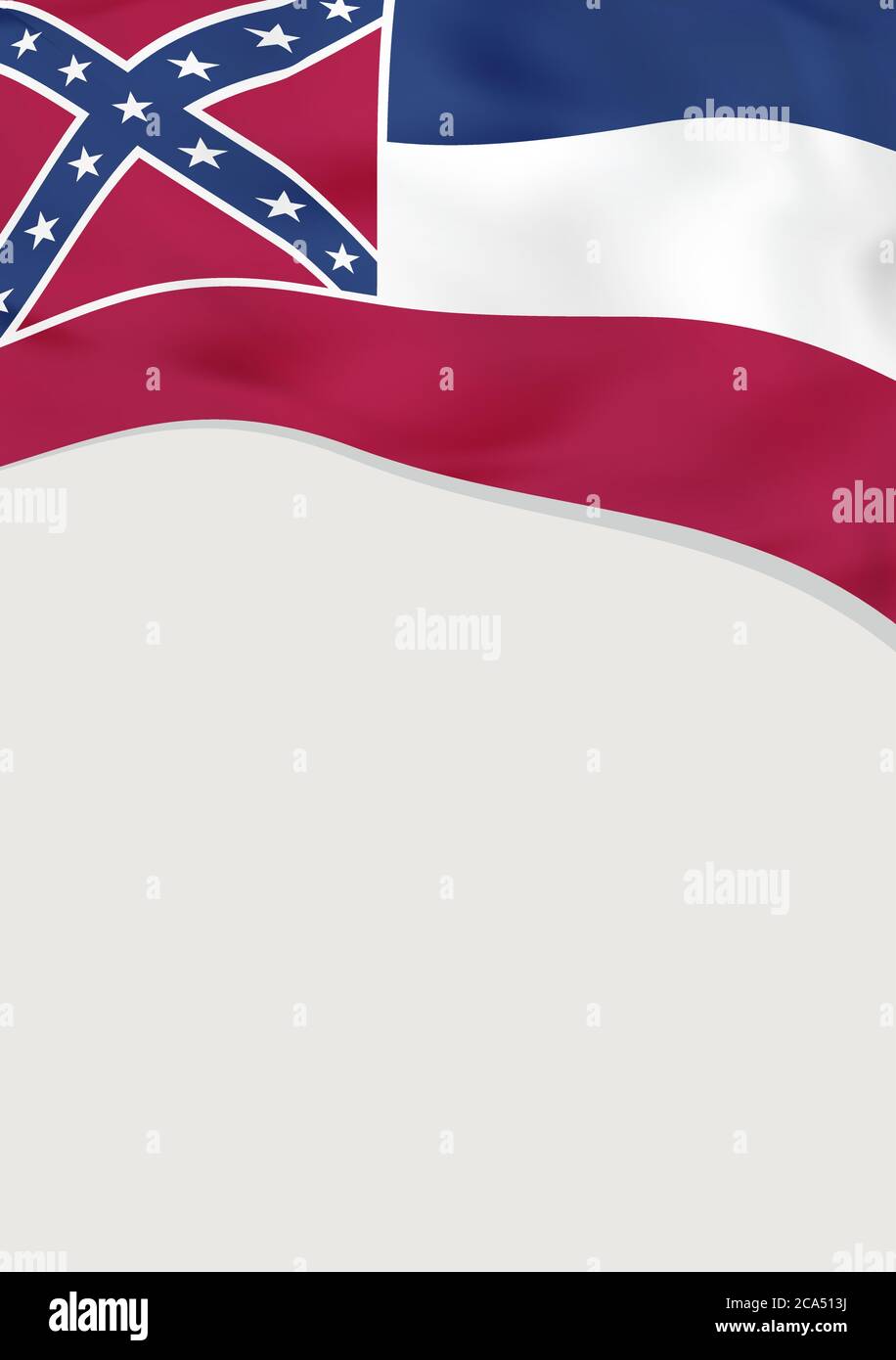 Leaflet design with flag of Mississippi, US. Vector template Stock ...