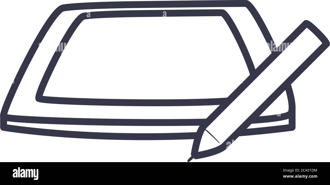 board with pen line style icon design, Art design and creativity theme ...