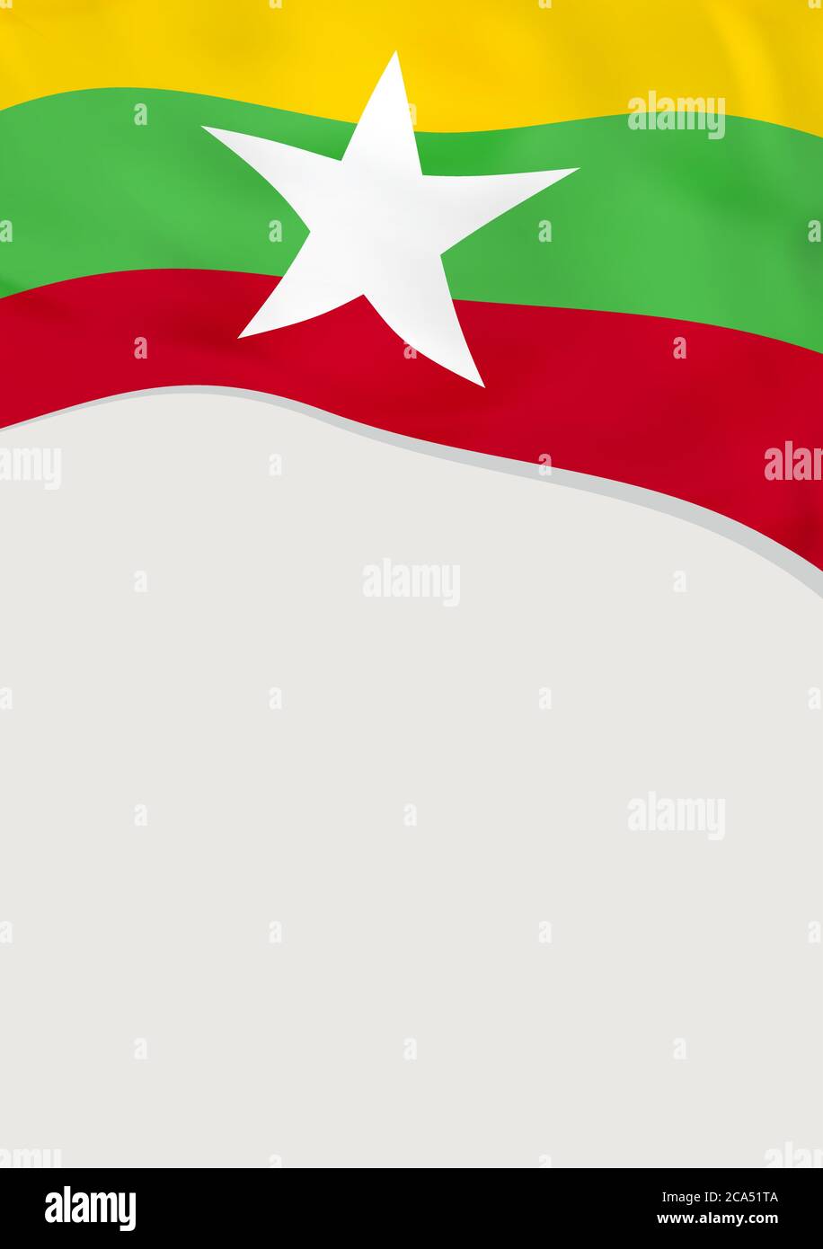 Leaflet design with flag of Myanmar. Vector template Stock Vector Image ...