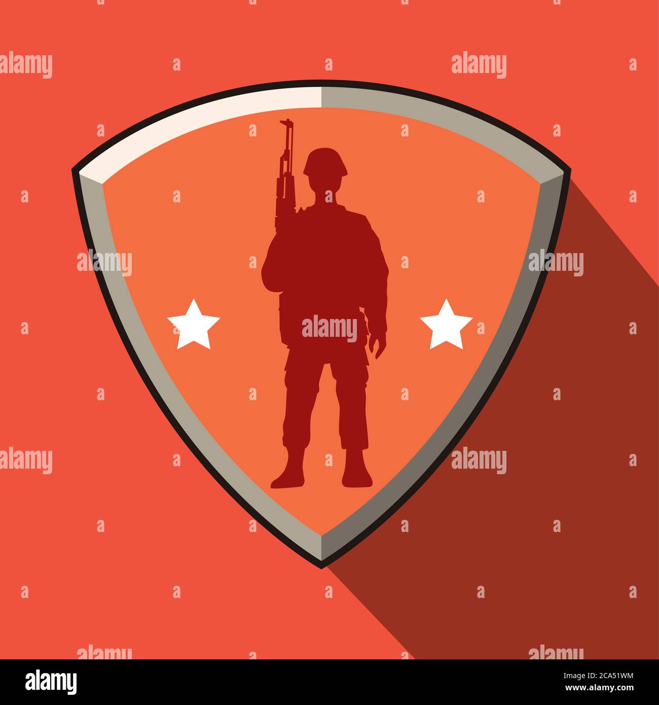 soldier with rifle figure silhouette in shield vector illustration ...
