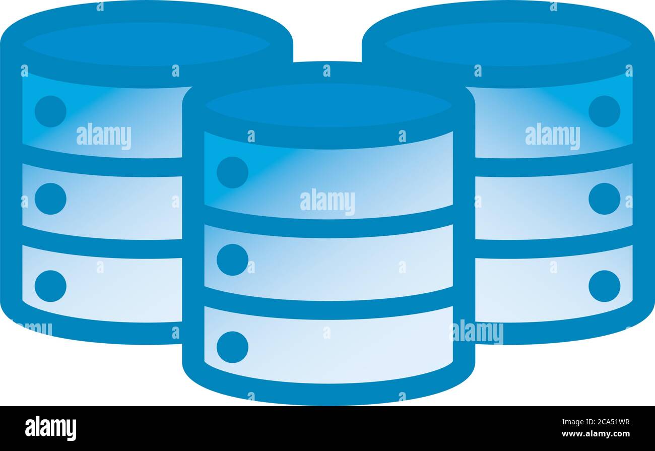 Web hosting line and gradient style icon design, Data center base security system hardware ...