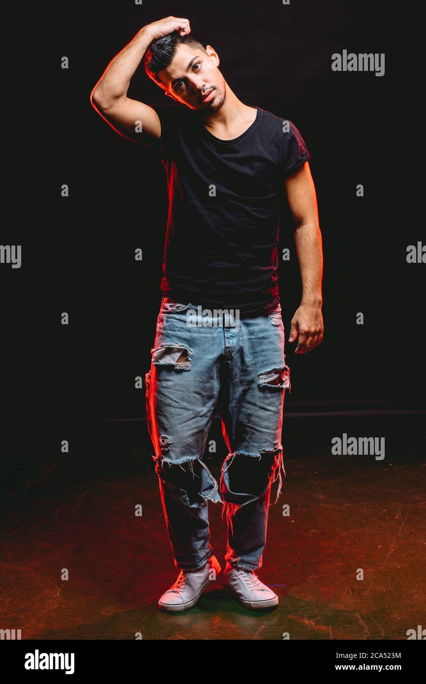 street dance, hip-hop, modern style of dancing concept. handsome ...