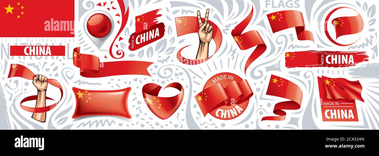 Vector set of the national flag of China in various creative designs ...