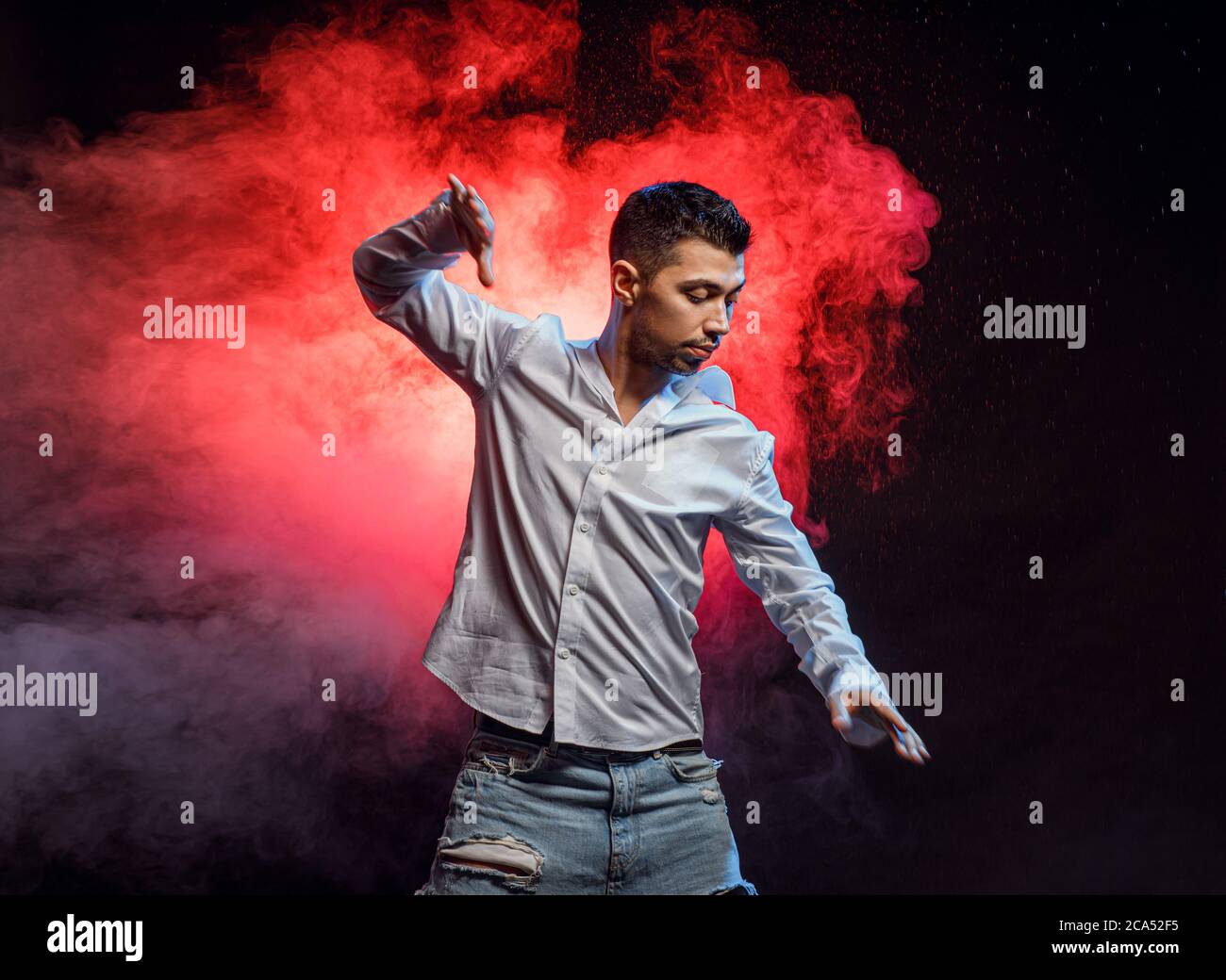 professional dancer man have good dance skills for performing street ...