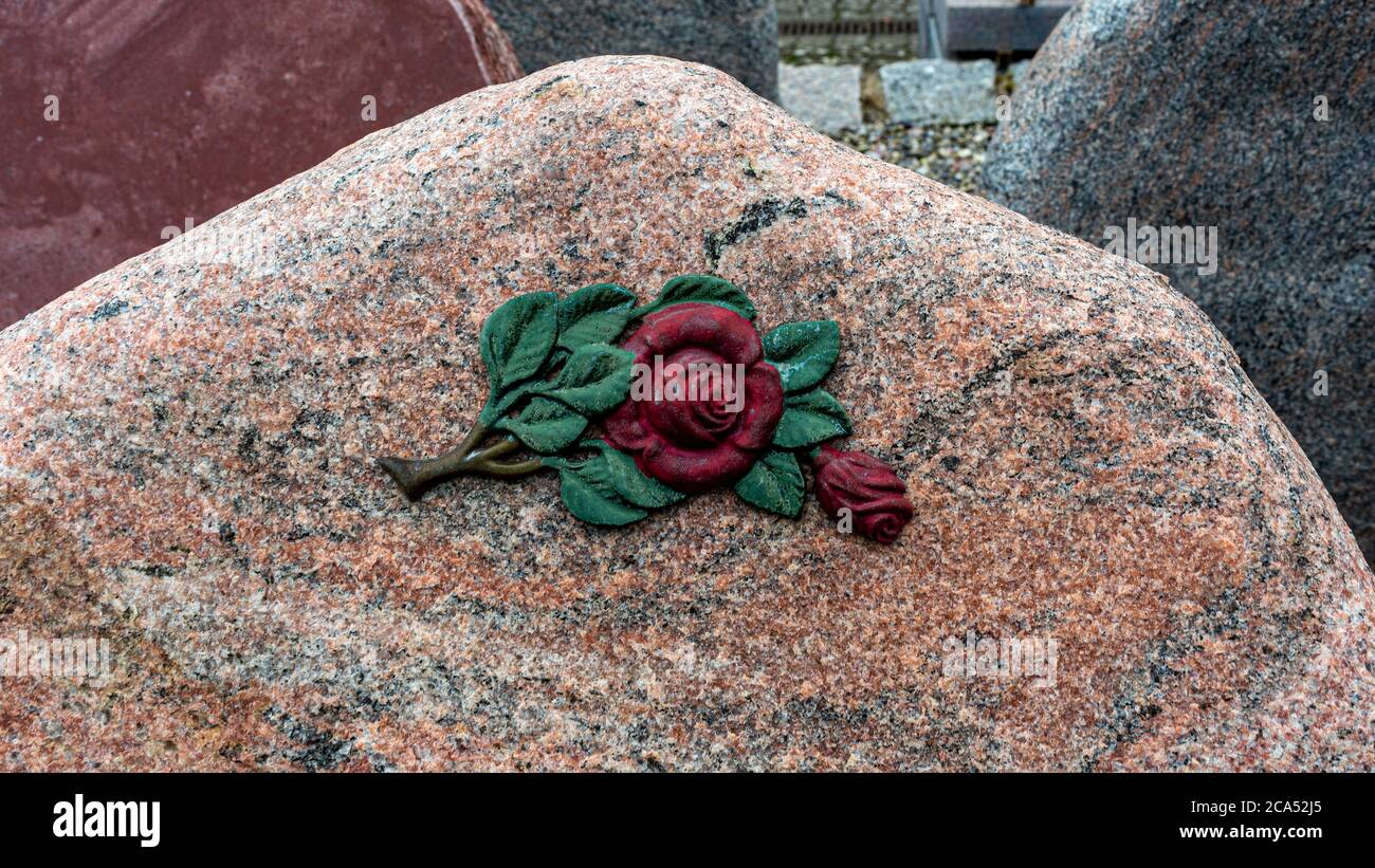 stone rose, granite monument with stone rose Stock Photo - Alamy