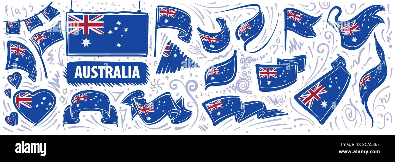 Vector set of the national flag of Australia in various creative ...