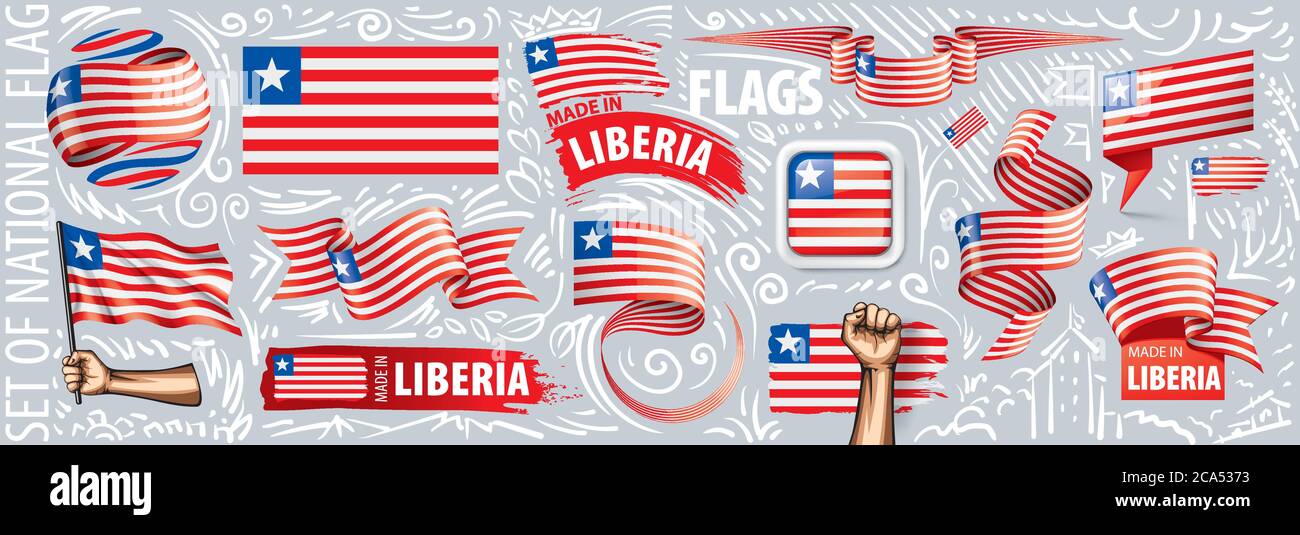 Vector set of the national flag of Liberia in various creative designs ...