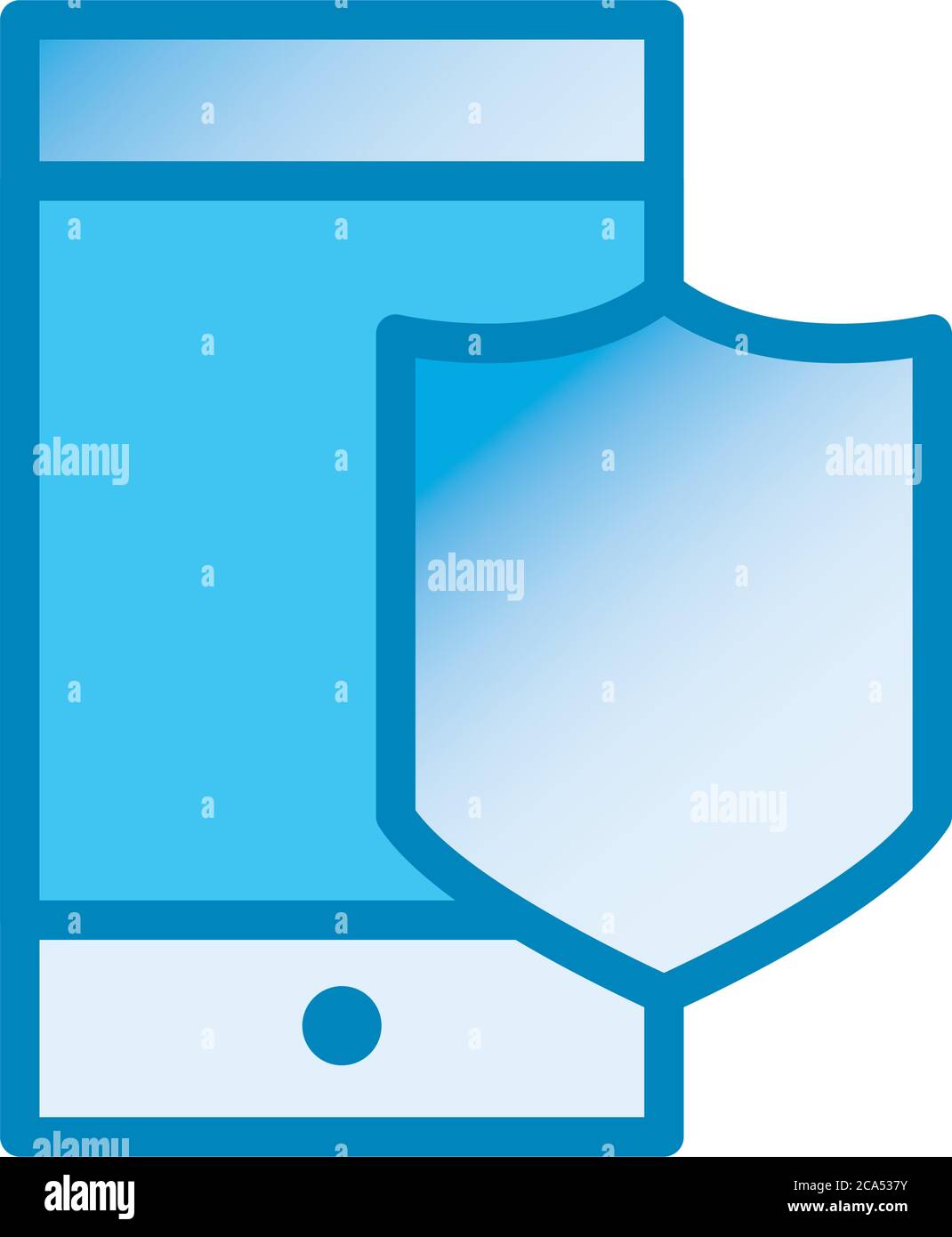 Smartphone with shield line and gradient style icon design, Cellphone ...