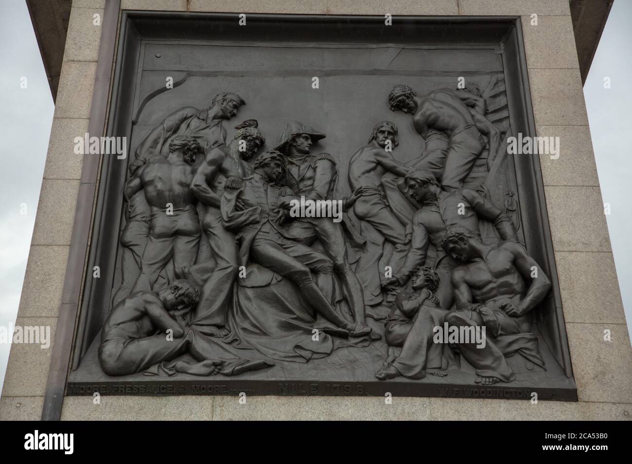 Close-up of Bas Relief of Admiral Horatio Nelson's battle of the Nile ...