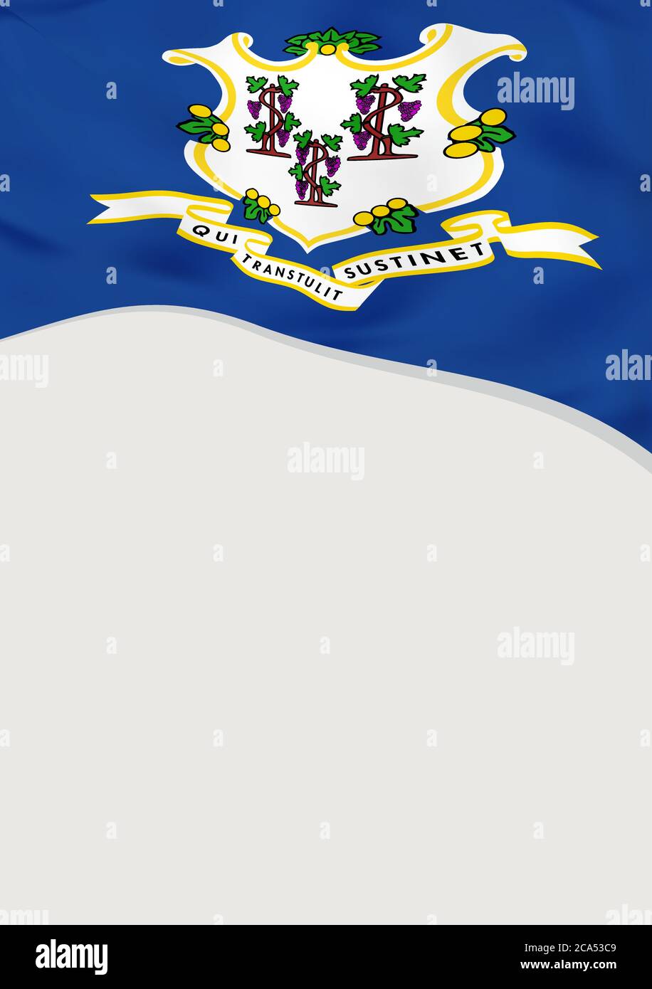 Leaflet design with flag of Connecticut, US. Vector template Stock ...