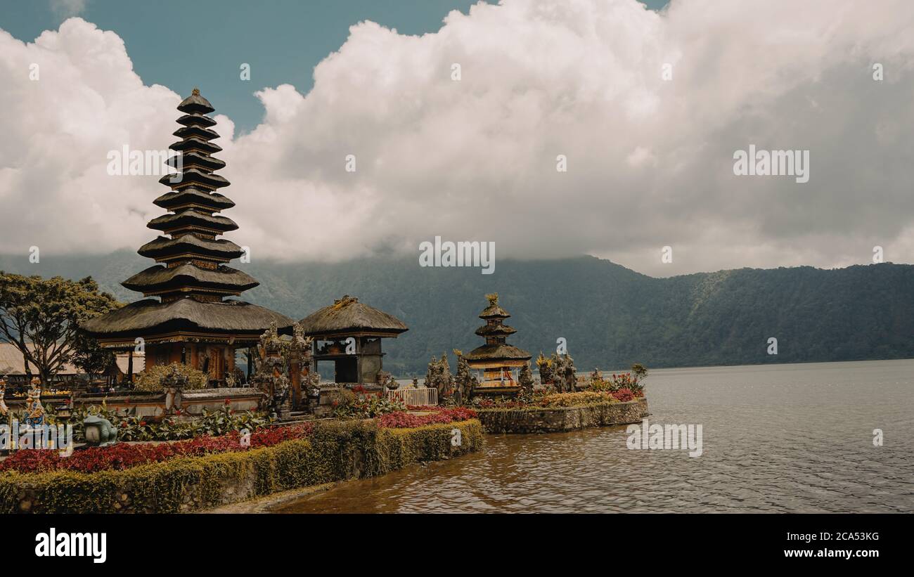 View of Hindu temples by the lake Stock Photo - Alamy