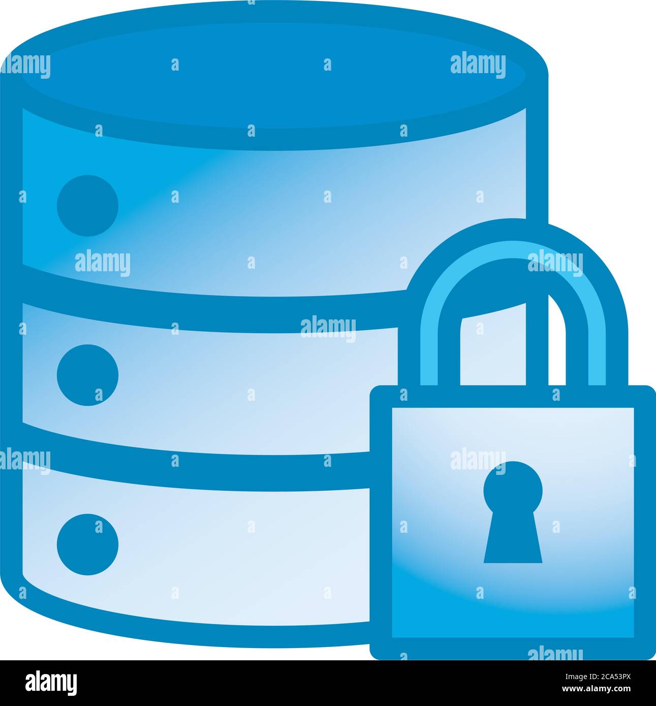 Web hosting with padlock line and gradient style icon design, Data center base security system ...