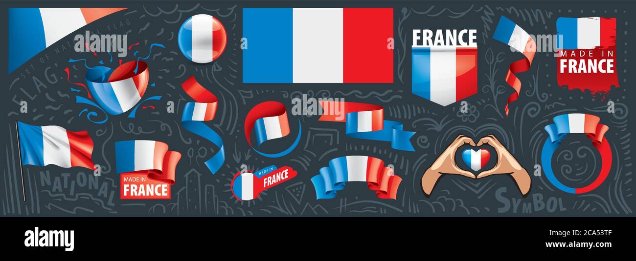 Vector set of the national flag of France in various creative designs ...