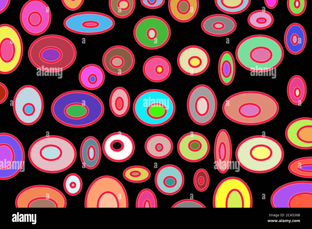 Colorful ellipses over black background for packaging, fabric ...