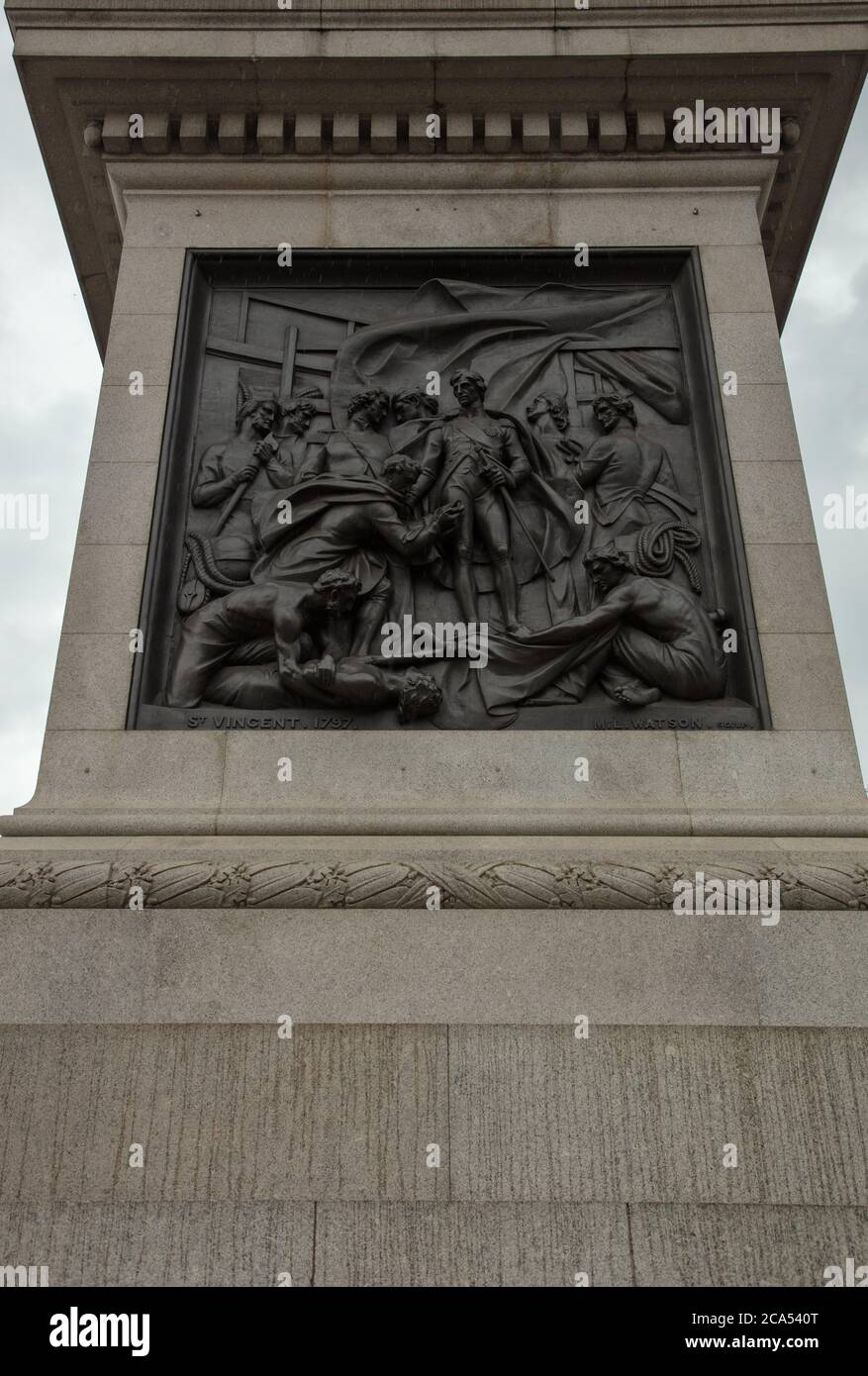 Close-up of Bas Relief of Admiral Horatio Nelson's battle of St Vincent ...