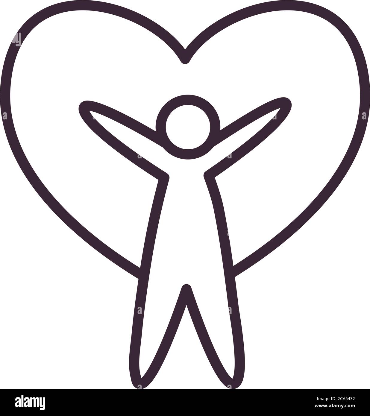 volunteer avatar man with heart line style icon design of Charity and ...