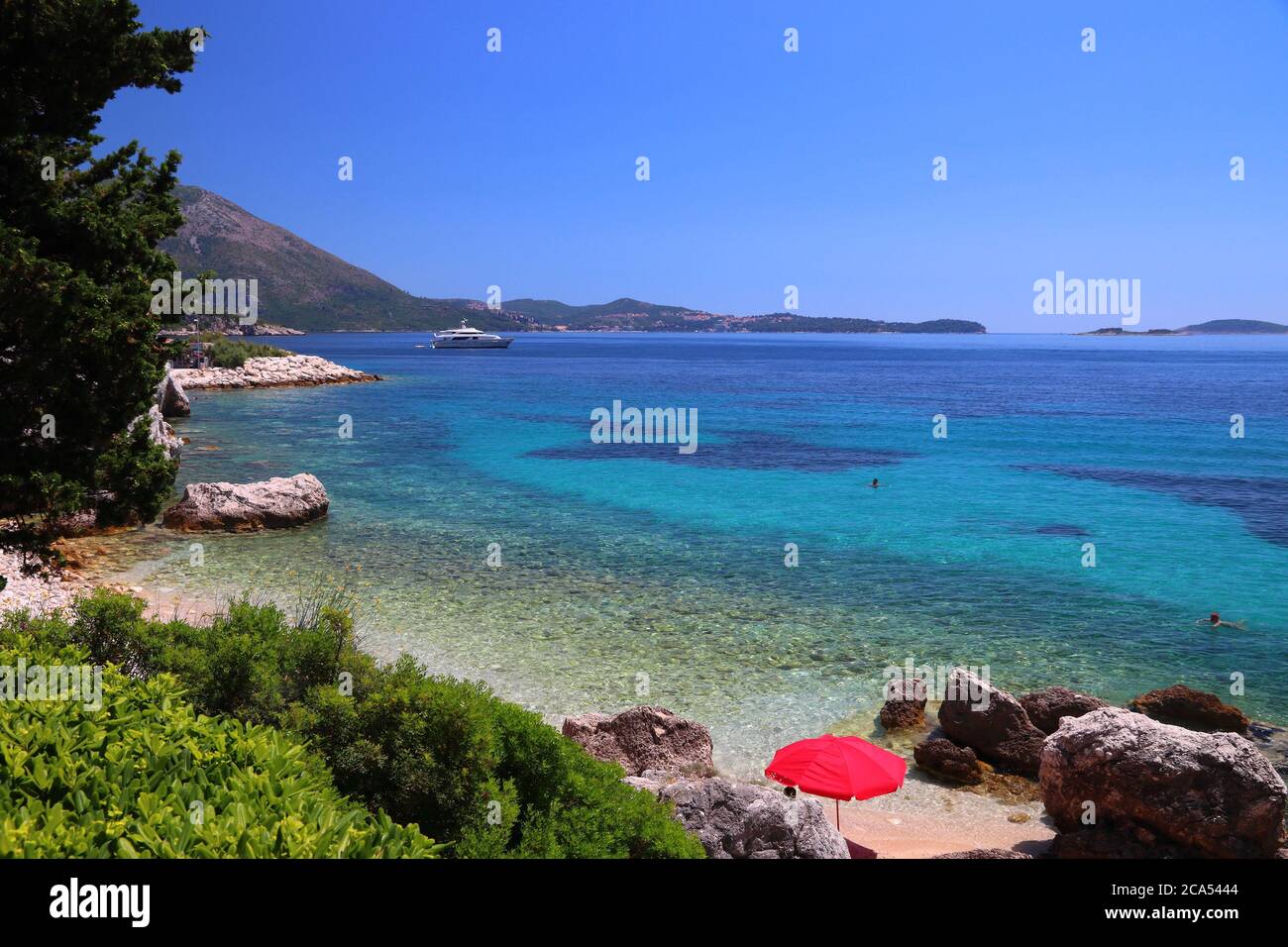 Mlini beach in Croatia. Dalmatia region Adriatic Sea coast Stock Photo ...