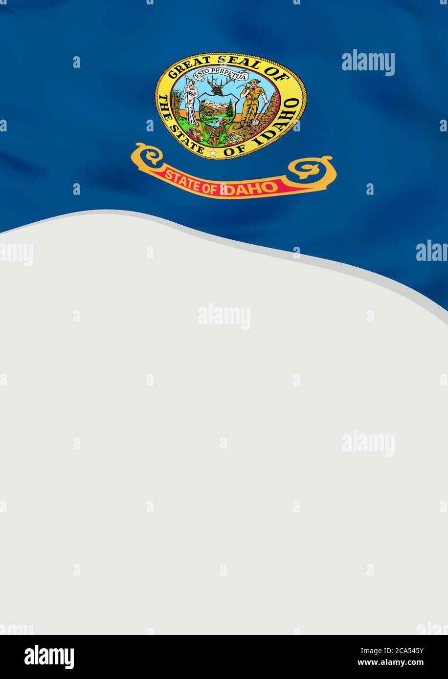Leaflet design with flag of Idaho, US. Vector template Stock Vector ...