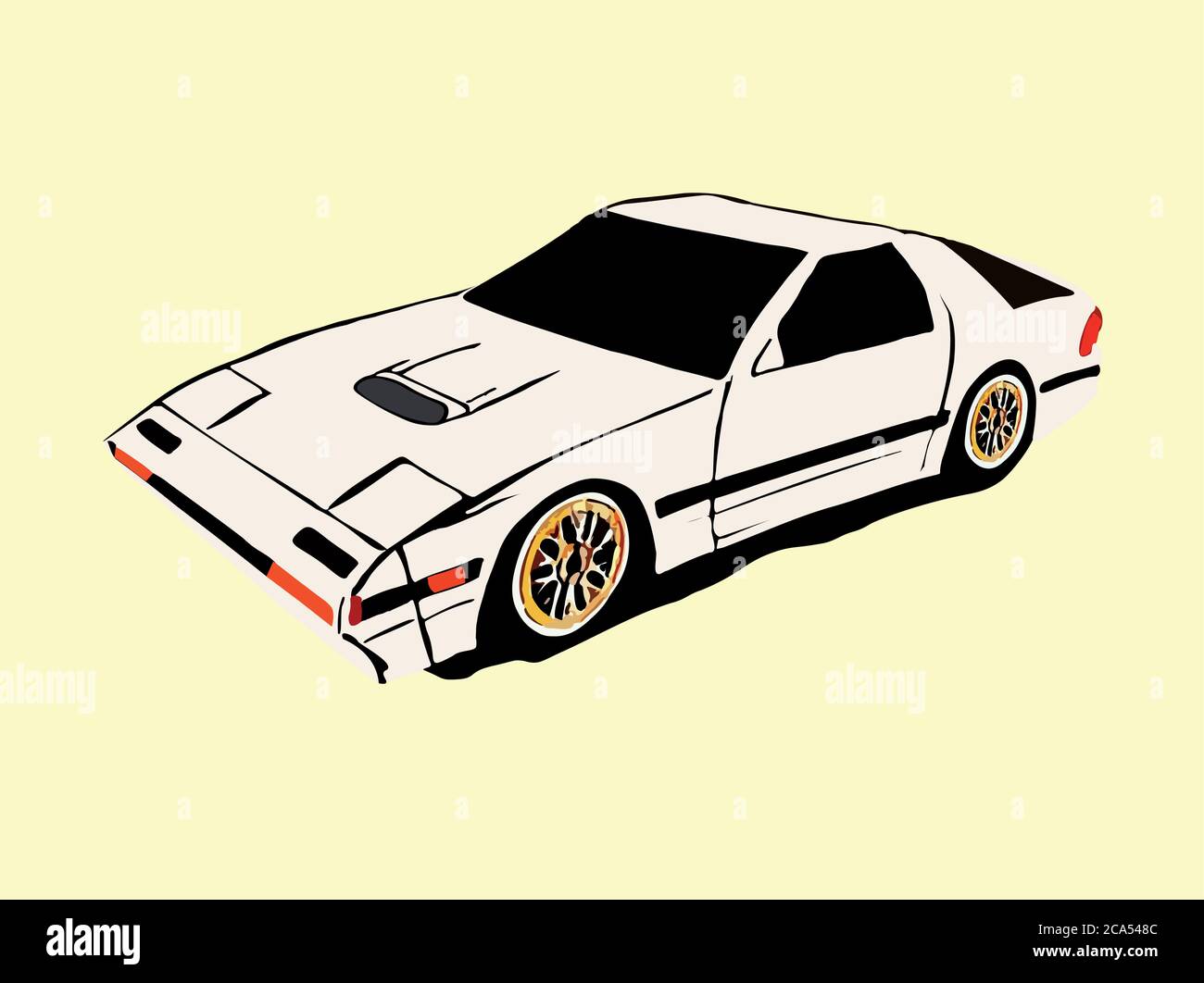 White japan tuner car isolated on yellow background Stock Vector Image ...