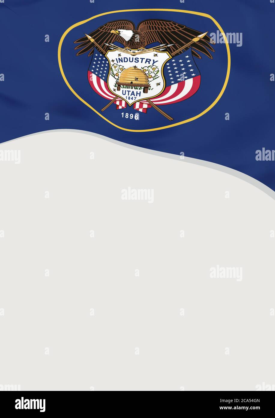 Leaflet design with flag of Utah, US. Vector template Stock Vector ...