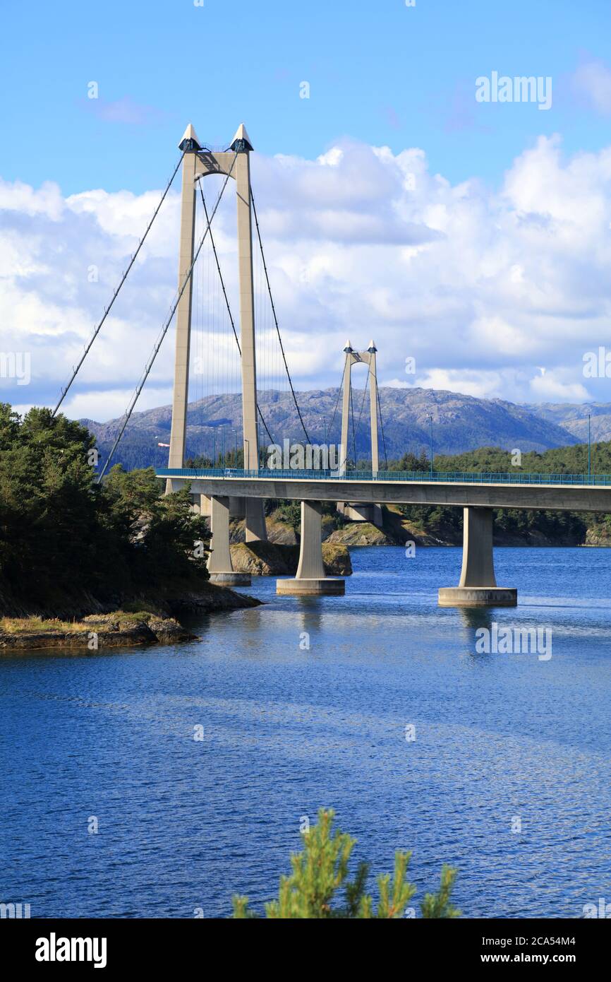 Stord Bridge (Stordabrua) in Norway. Important suspension bridge, part ...