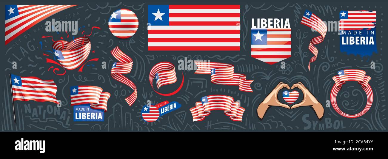Vector set of the national flag of Liberia in various creative designs ...