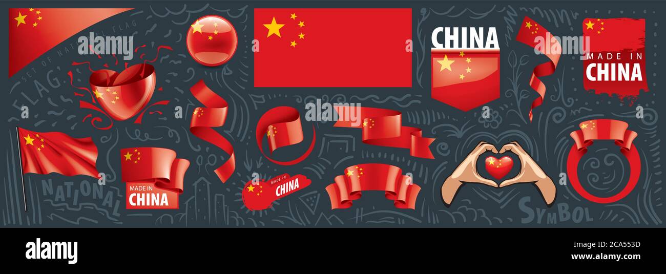 Vector set of the national flag of China in various creative designs ...