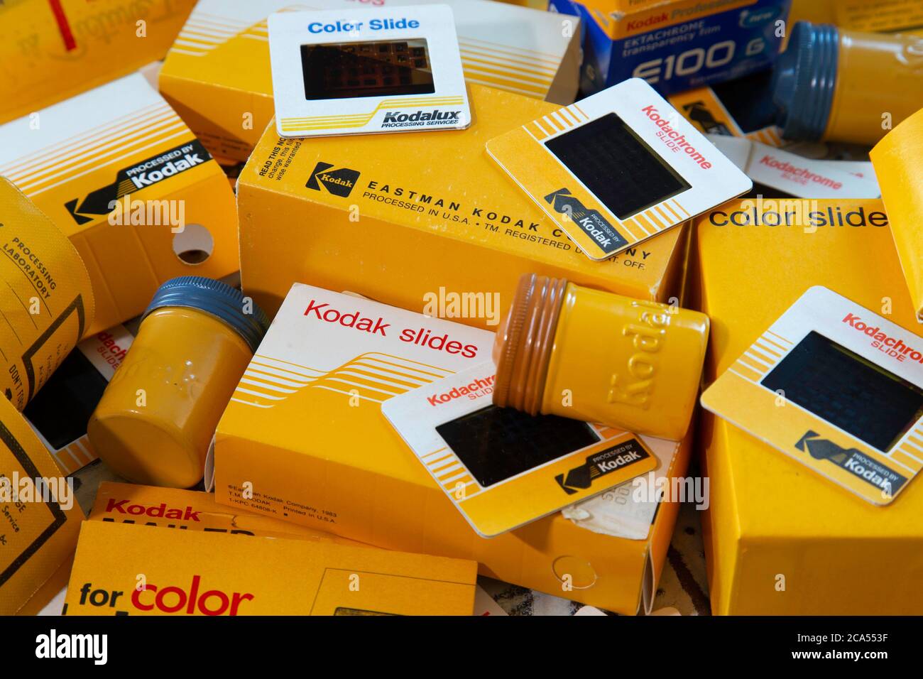 Vintage Analog Kodak Slides, boxes and containers, USA Stock Photo - Alamy