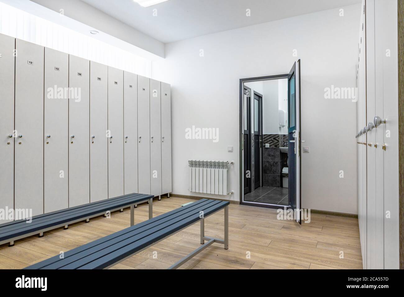 Empty dressing room in a fitness gym Stock Photo - Alamy