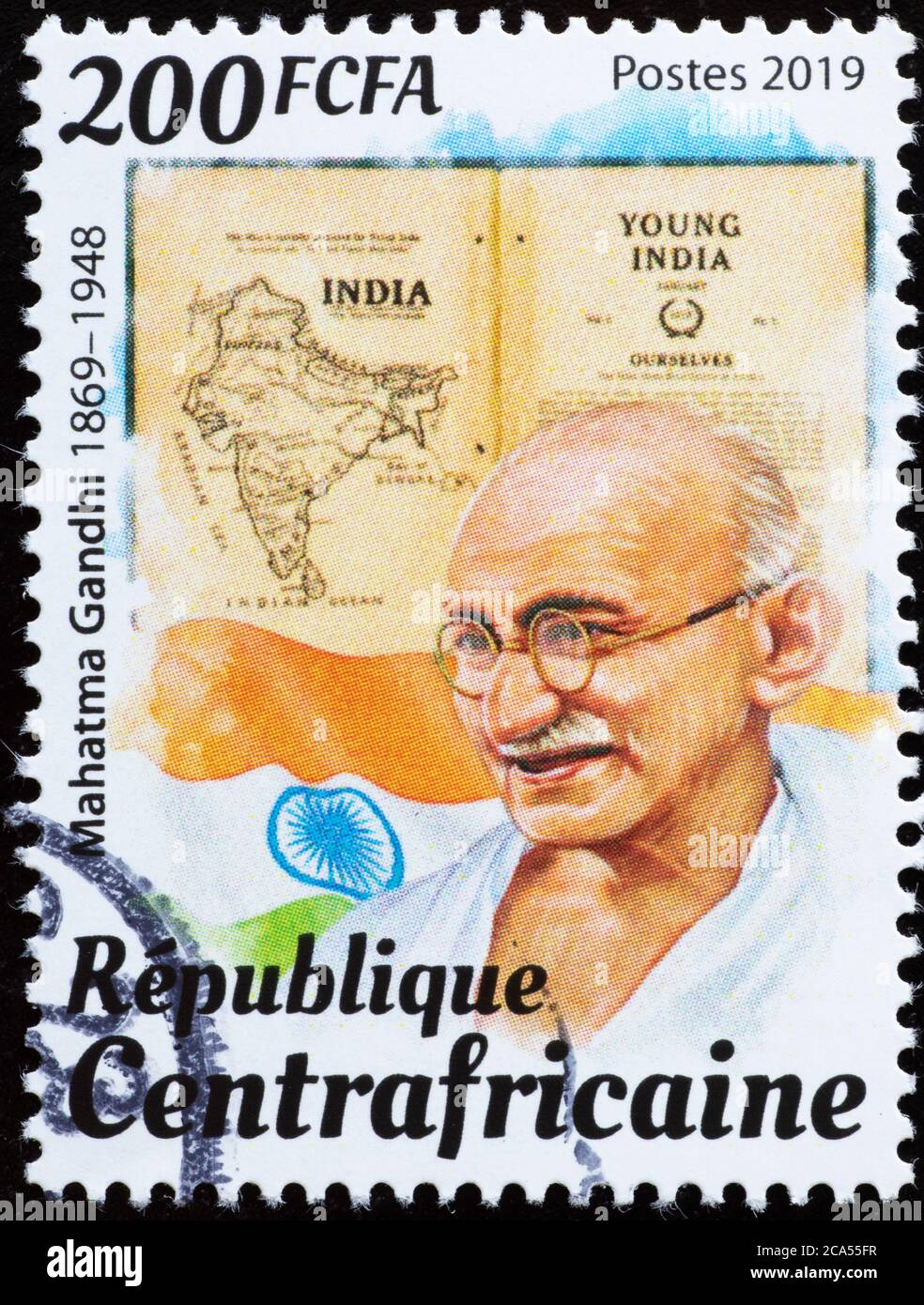 Gandhi and journal Young India on postage stamp Stock Photo - Alamy