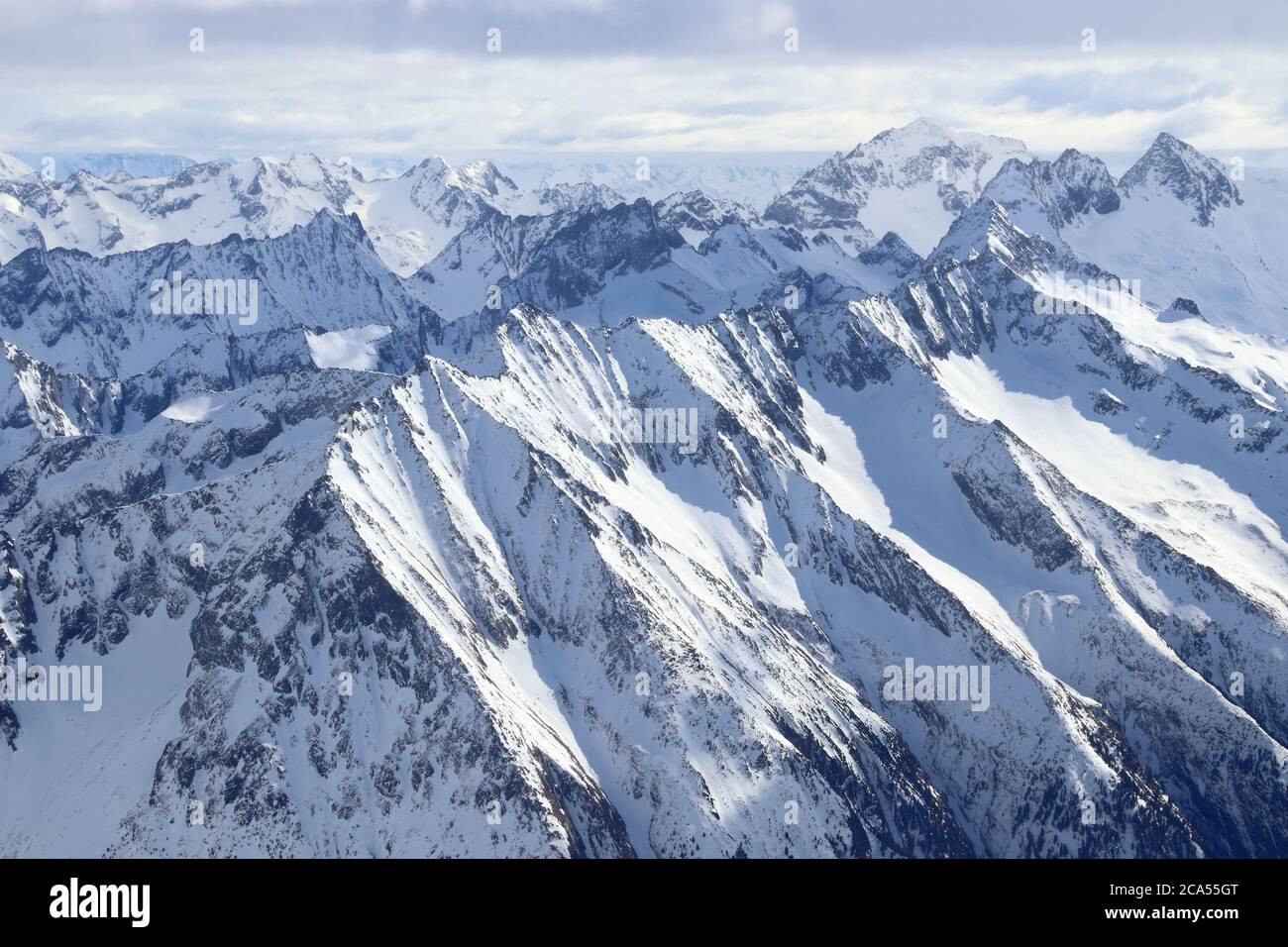 Austrian Alps landscape in winter. View from Hintertux Glacier Stock ...