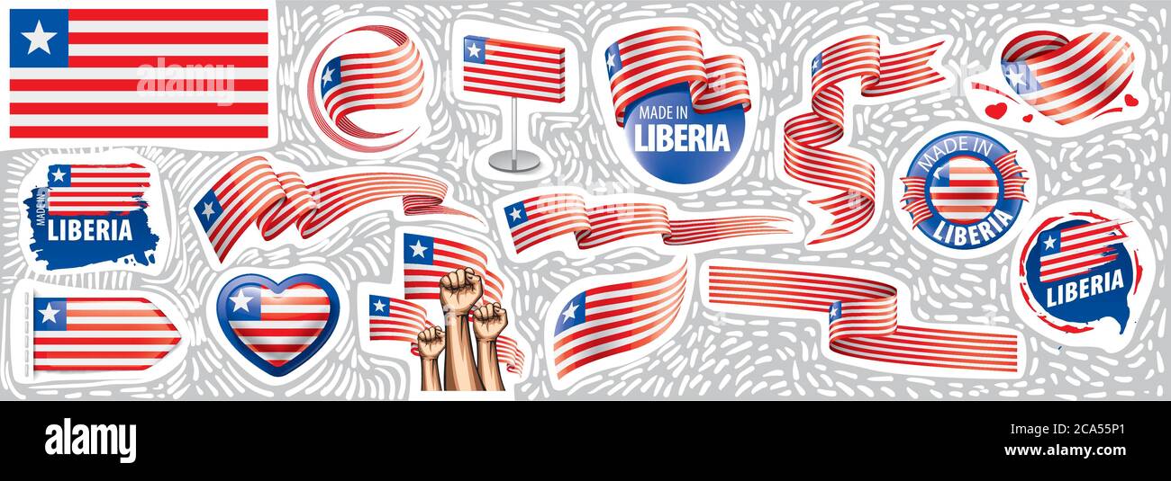 Vector set of the national flag of Liberia in various creative designs ...