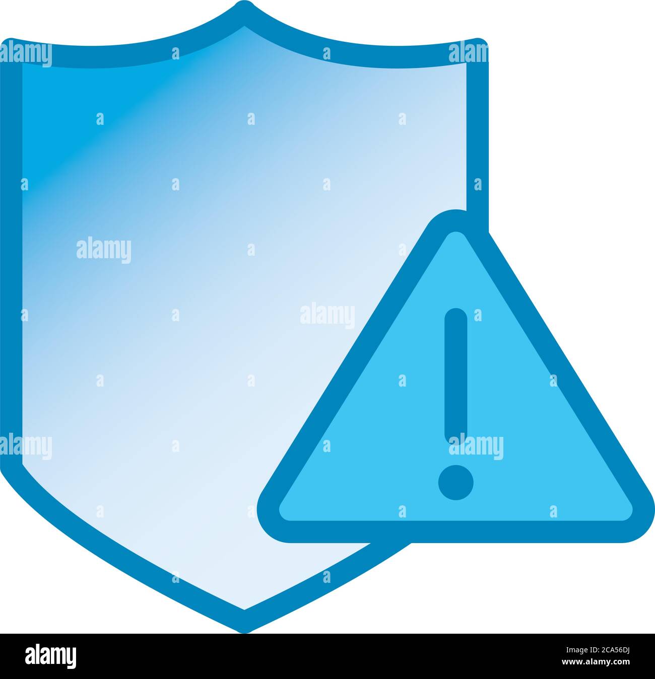 Shield with warning triangle line and gradient style icon design, Label ...