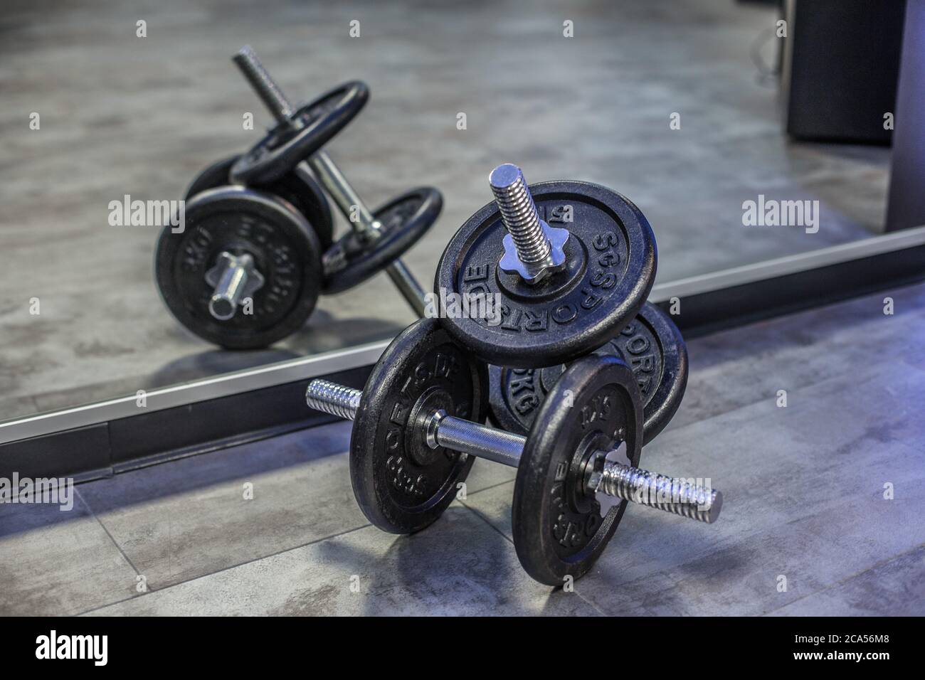 fitness dumbbell training gym cold hard Stock Photo - Alamy
