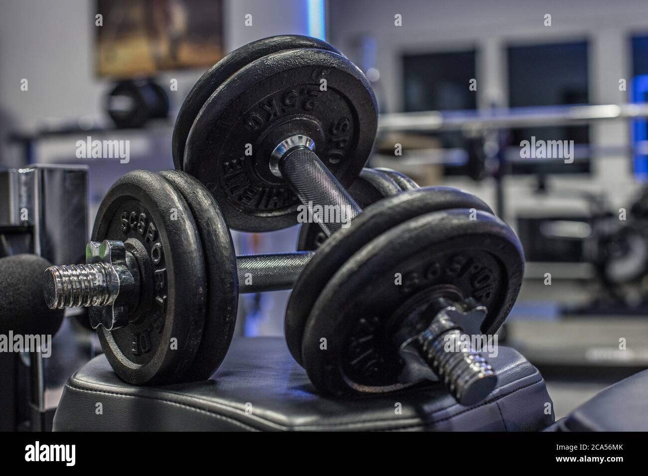 fitness dumbbell training gym cold hard Stock Photo - Alamy