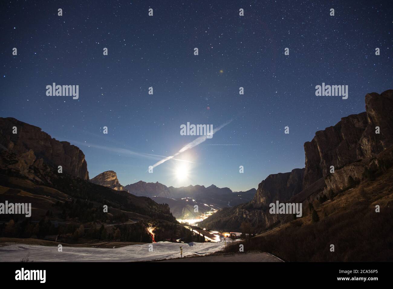 mountain landscape alpine forest night stars holidays Stock Photo - Alamy