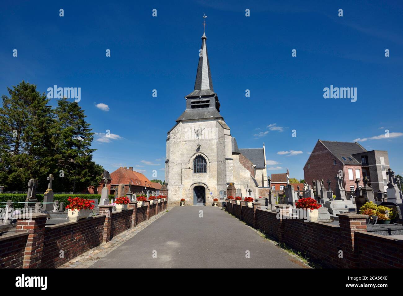 France, Nord, Thiennes, church Saint-Pierre of Thiennes with a Flemish ...