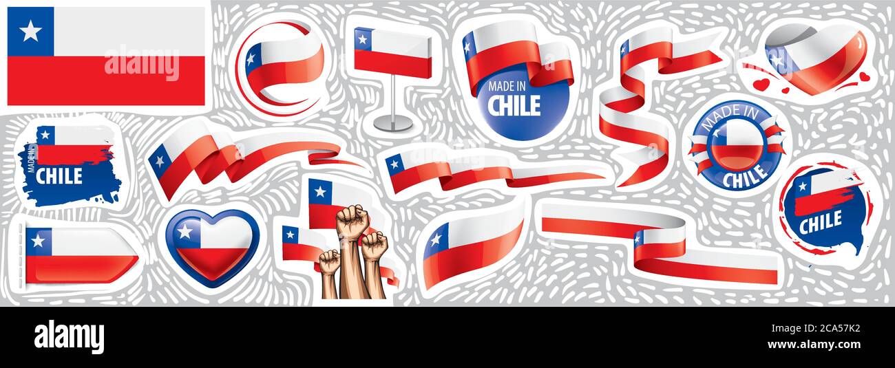 Vector set of the national flag of Chile in various creative designs ...